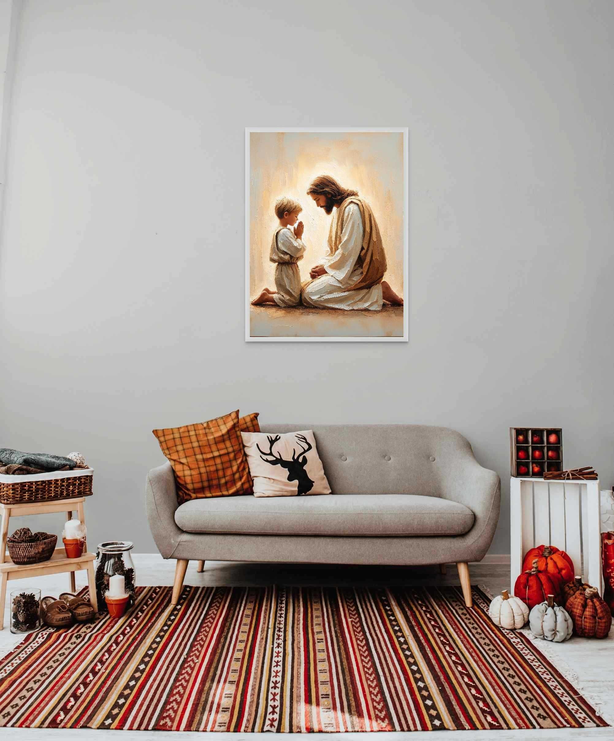 Jesus Praying With Boy, Christian Wall Art, Jesus With Boy, Jesus Art ...
