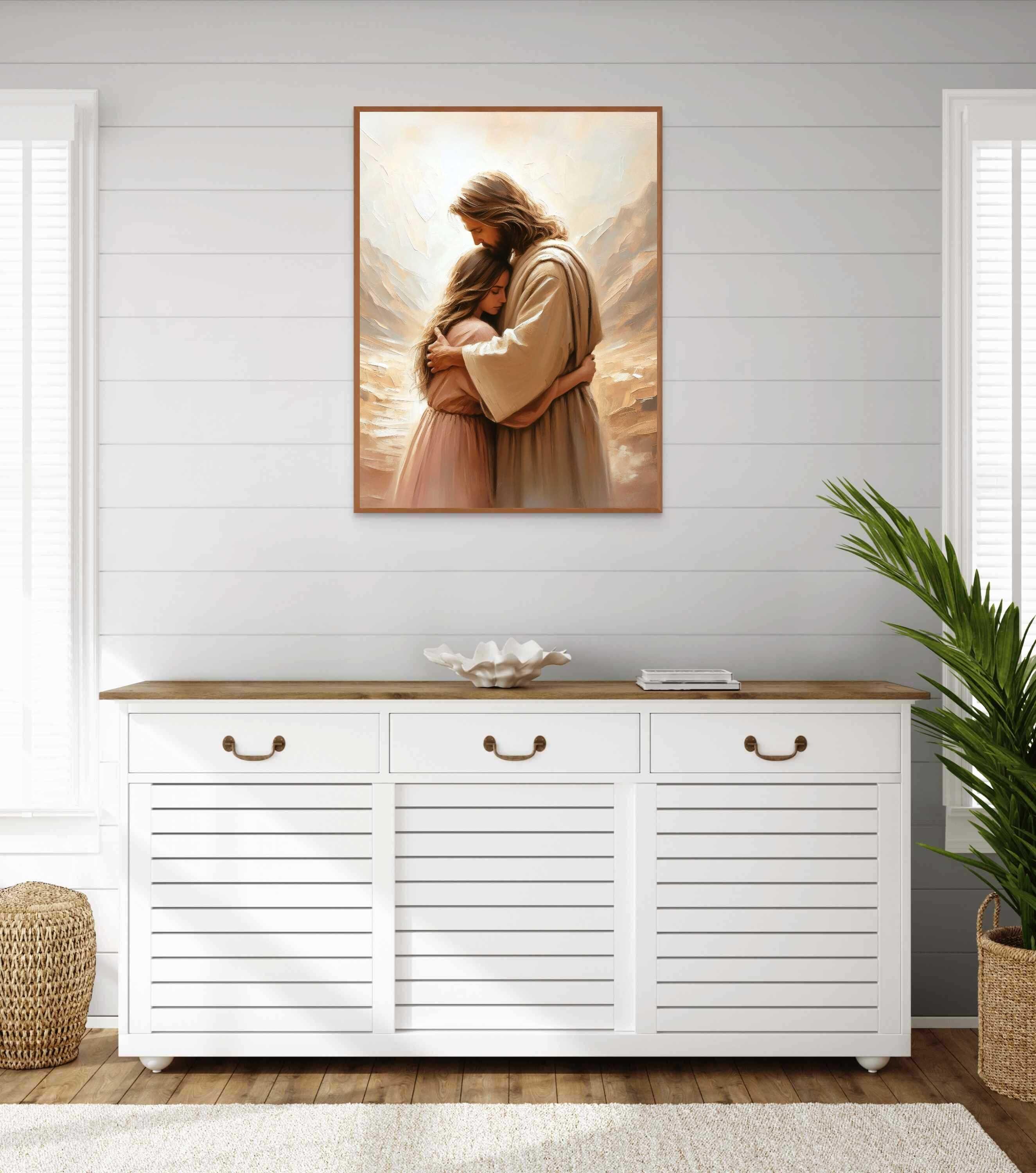 Hug of Love, Christian Wall Art, Jesus Hugging Woman, Jesus Prints, LDS ...