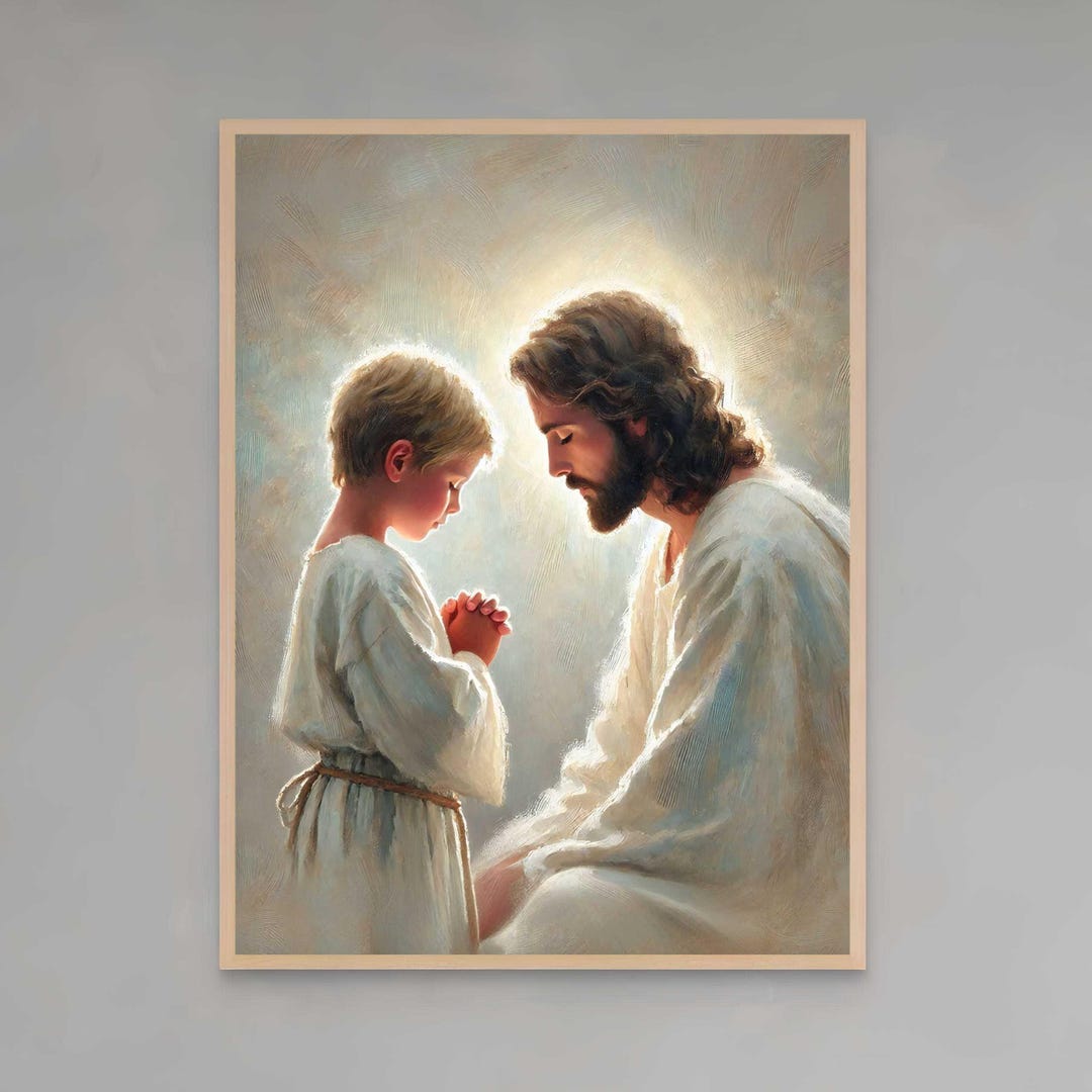 Christ With Boy | Christian Wall Art | Christ With Kids | Jesus Poster ...