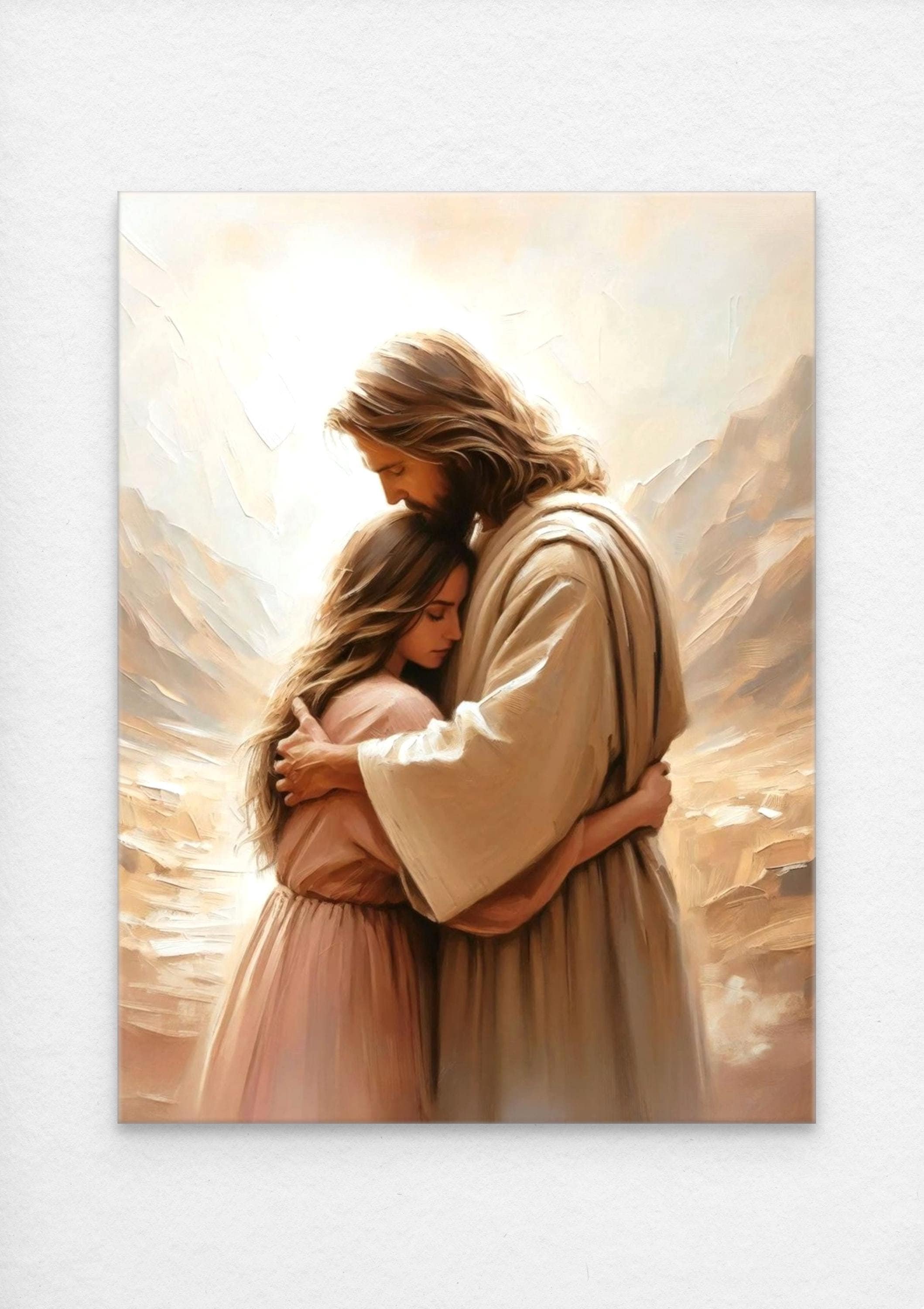 Hug of Love, Christian Wall Art, Jesus Hugging Woman, Jesus Prints, LDS ...