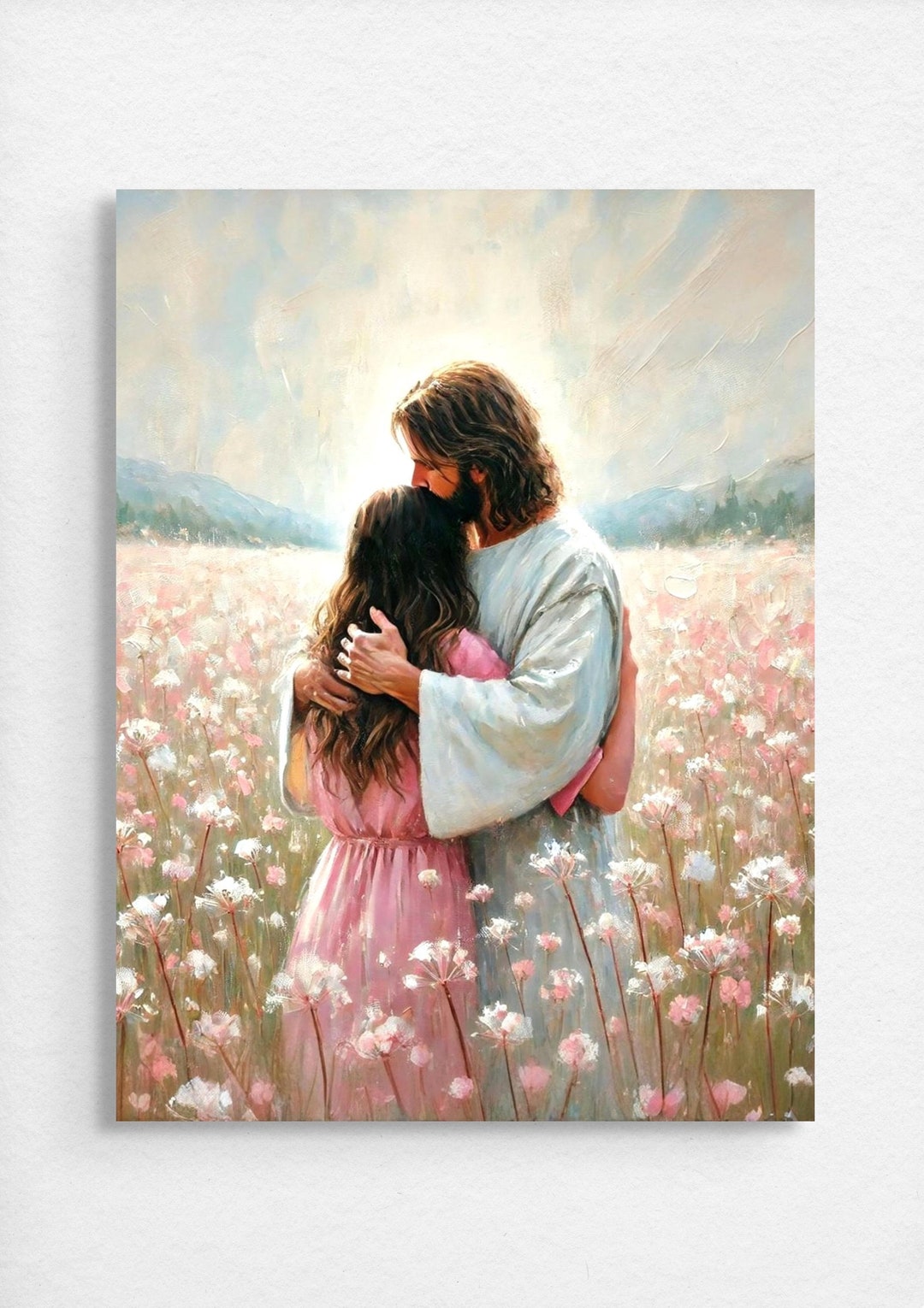 His Love, Christian Wall Art, Jesus Hugging Woman, Jesus Art, LDS ...