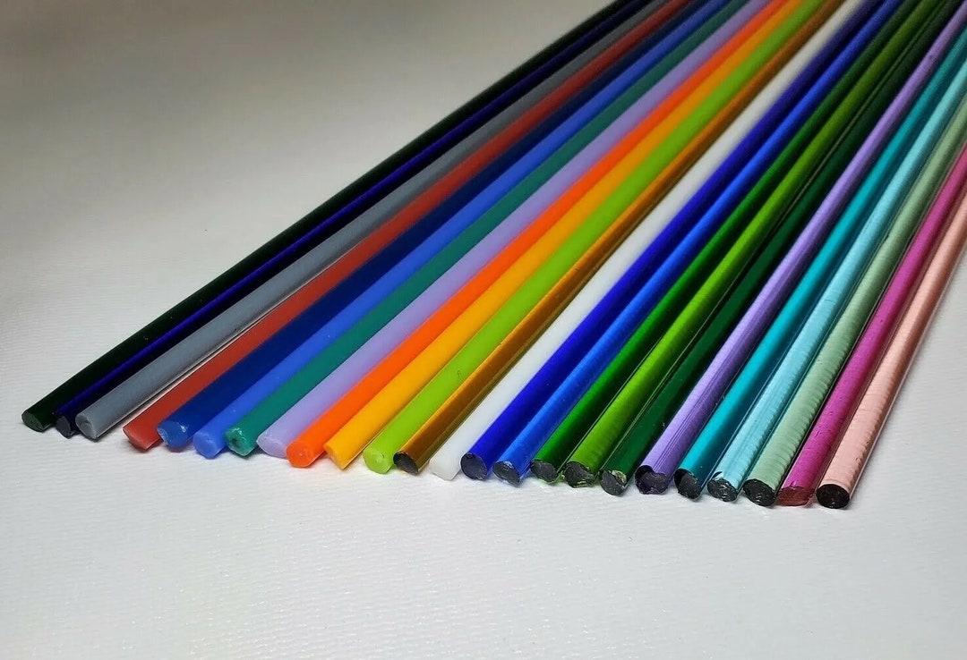 20 Bullseye 90 COE Mixed Color Glass Rods 17 INCH Flamework Jewelry ...
