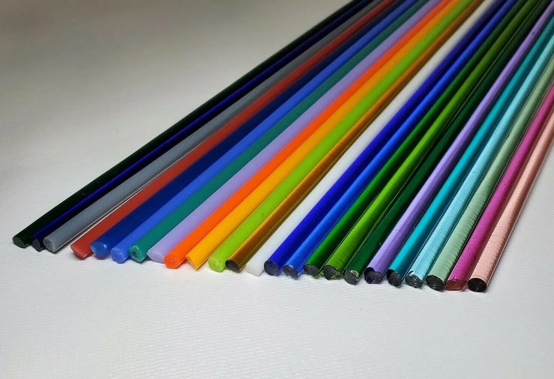 50 Bullseye 90 COE Mixed Color Glass Rods 17 INCH Flamework Jewelry ...
