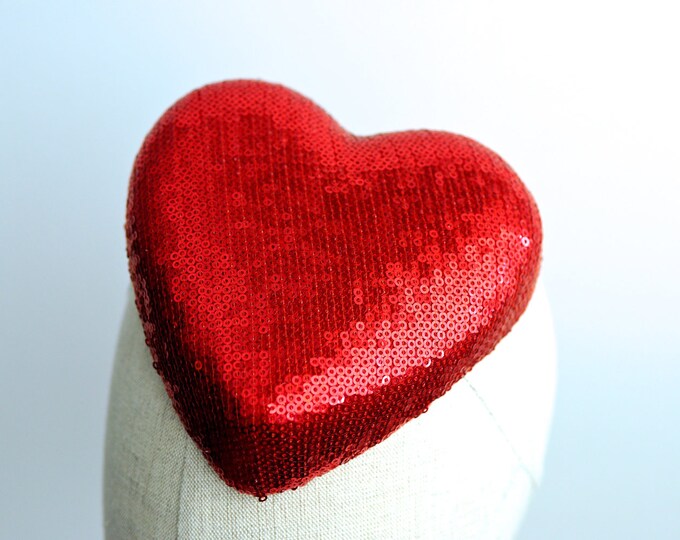 Red Sequin Heart Cocktail Hat Fascinator Love Hearts Collection - Etsy