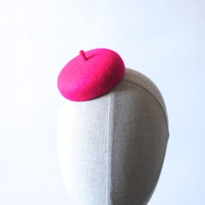 Mini Hot Pink French Beret Cocktail Hat Fascinator - Etsy UK