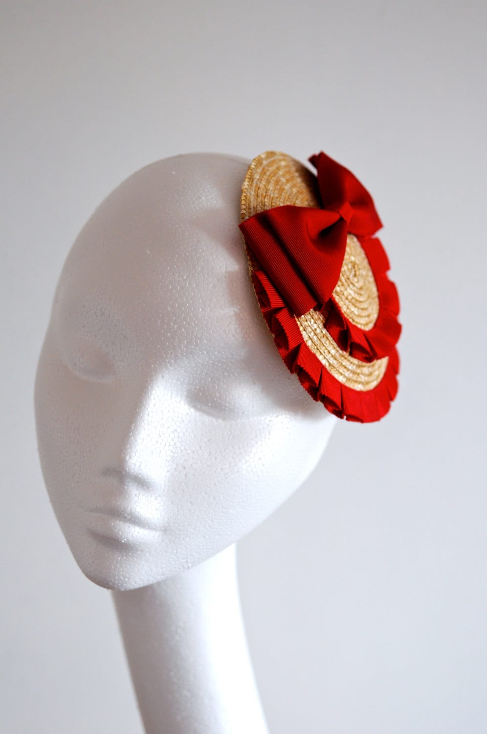 Red Bow Straw Fascinator Millinery Mini Hat - Etsy UK