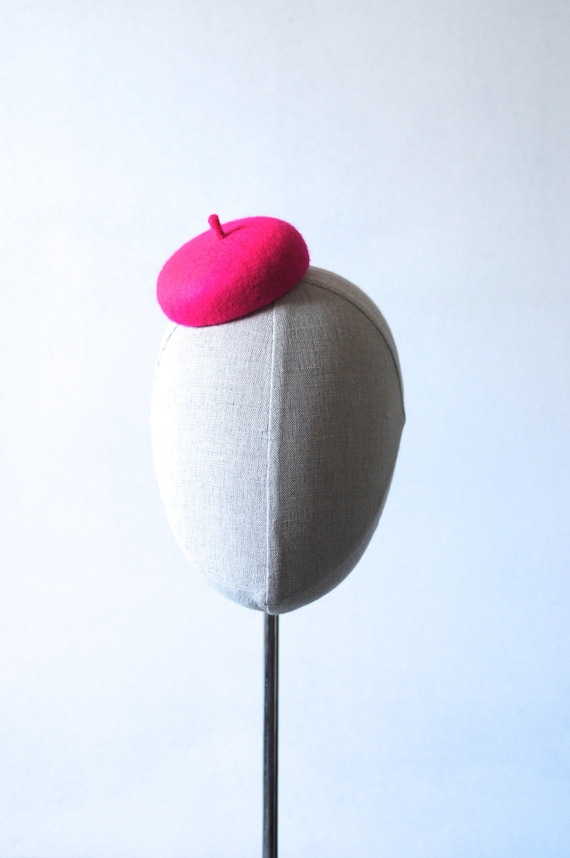 Mini Hot Pink French Beret Cocktail Hat Fascinator - Etsy UK