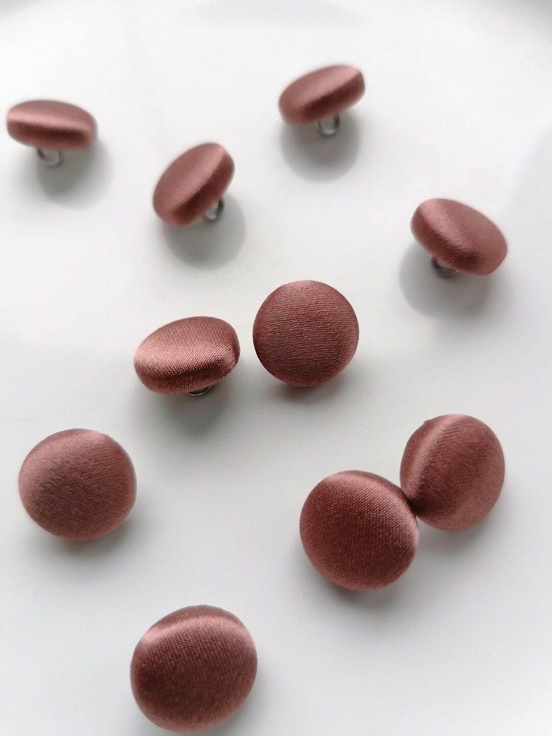 Dusky Mocha Wedding Dress Buttons Pink Brown 100% Silk Satin Bridal ...