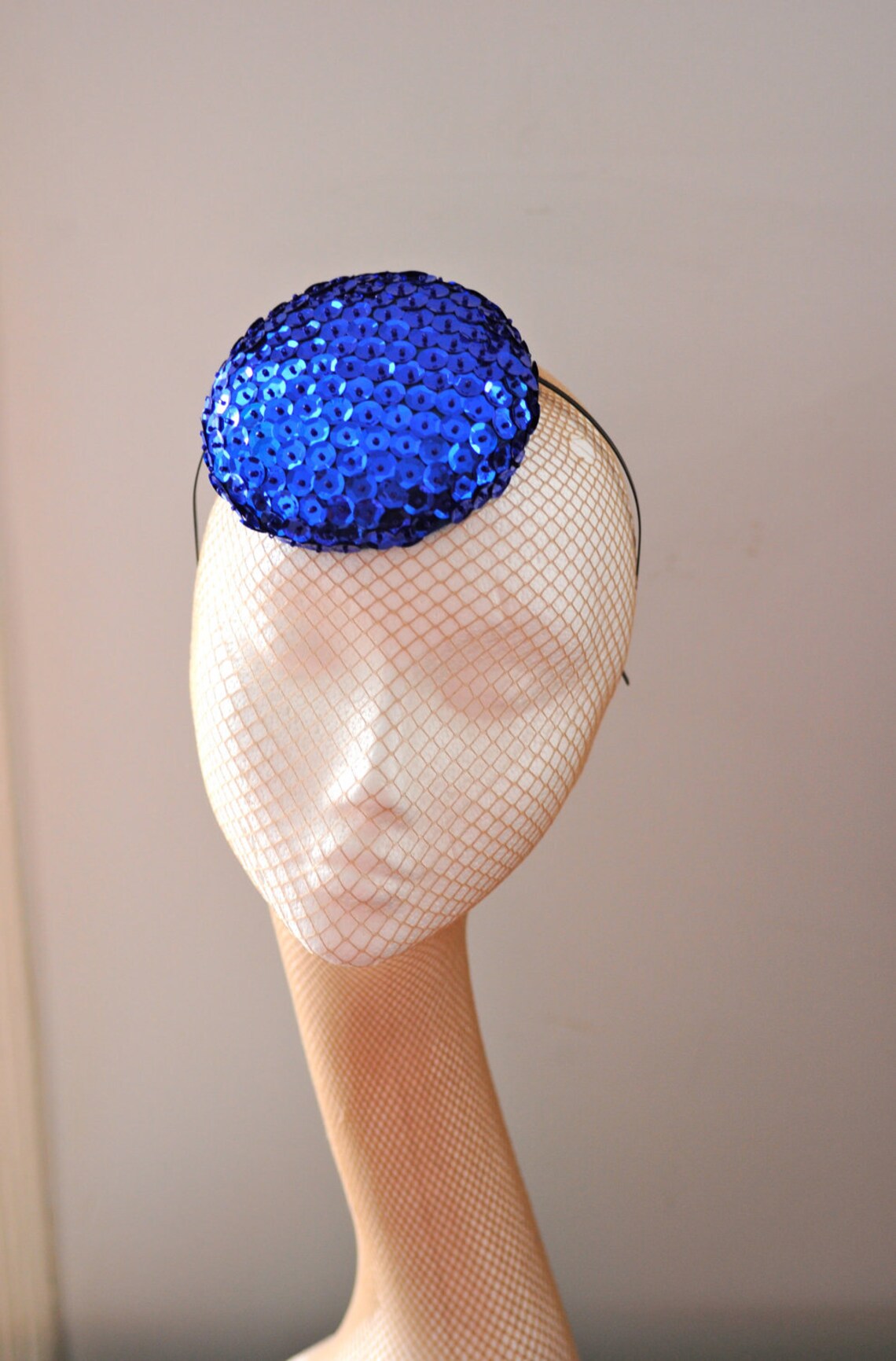 Blue Sequin Cocktail Hat Hand Blocked Fascinator - Etsy UK
