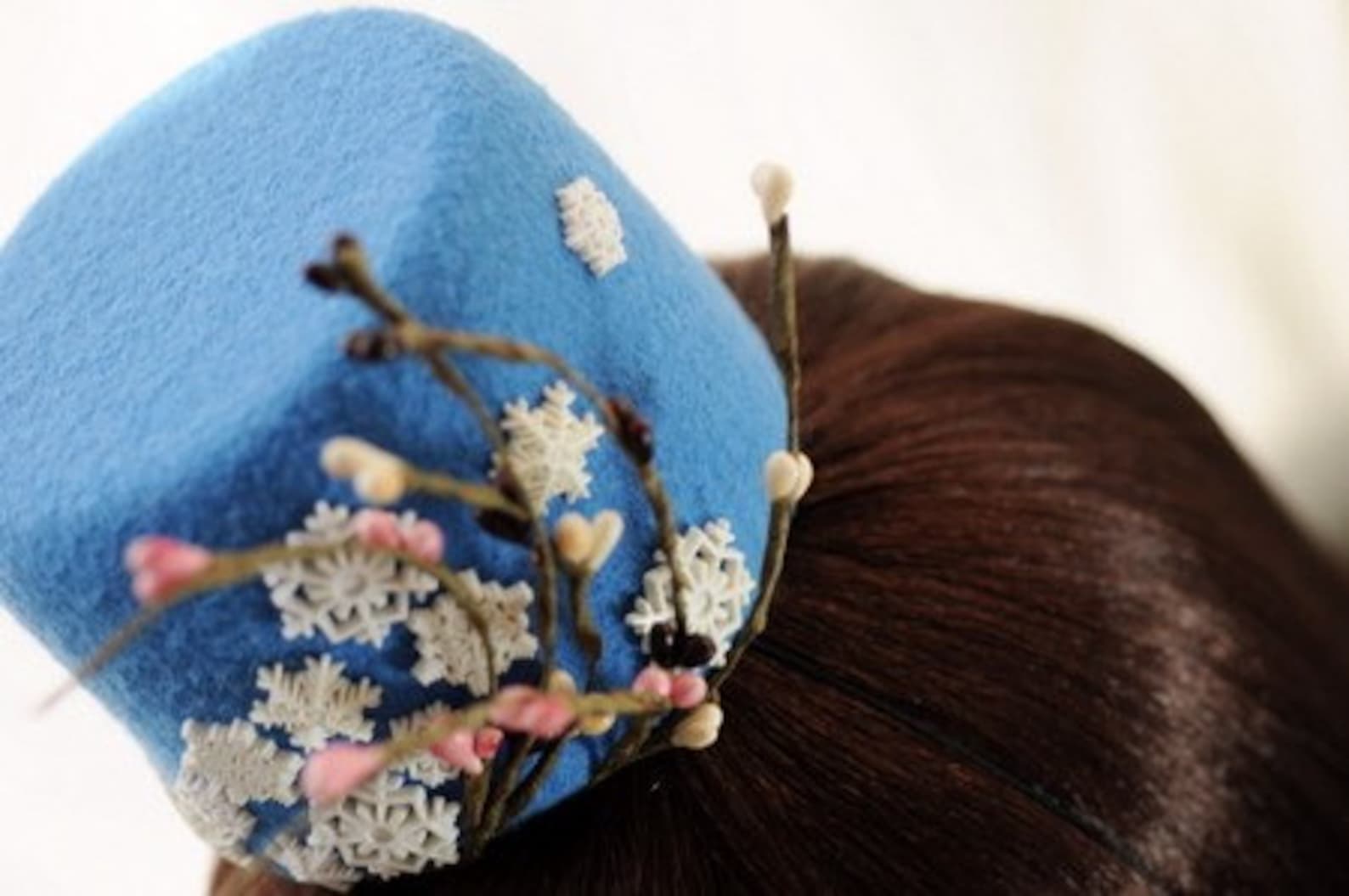 Snowflake Cocktail Hat Winter Wonderland Blue Wool Felt Mini - Etsy