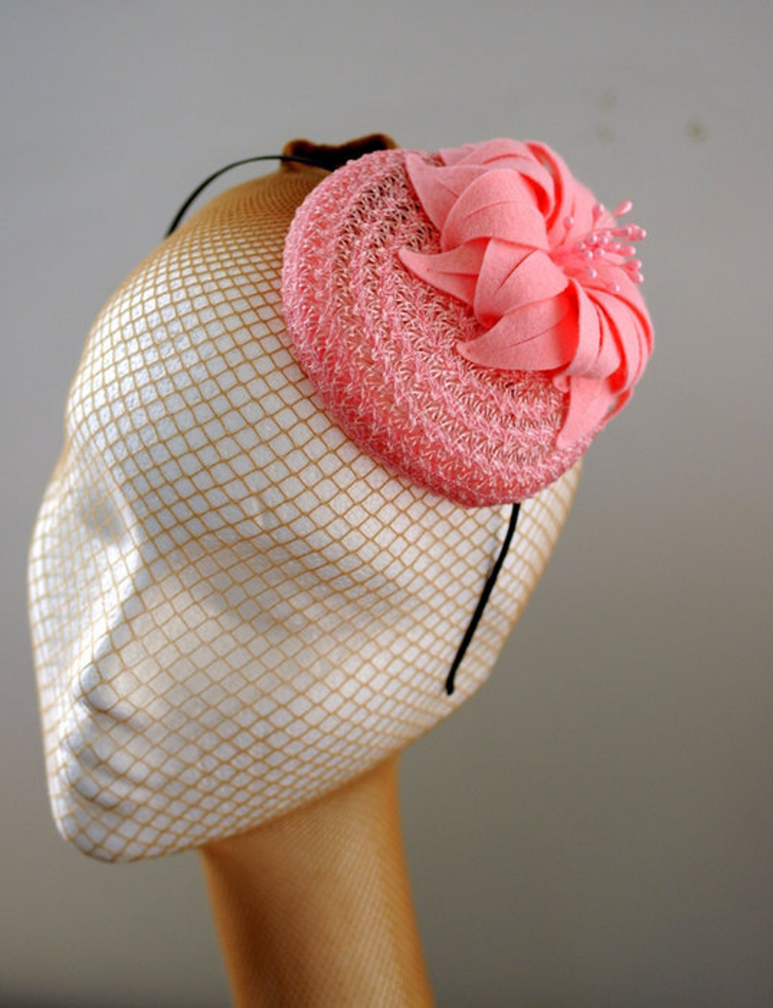 Pink Cocktail Hat Straw Hat Mini Fascinator - Etsy