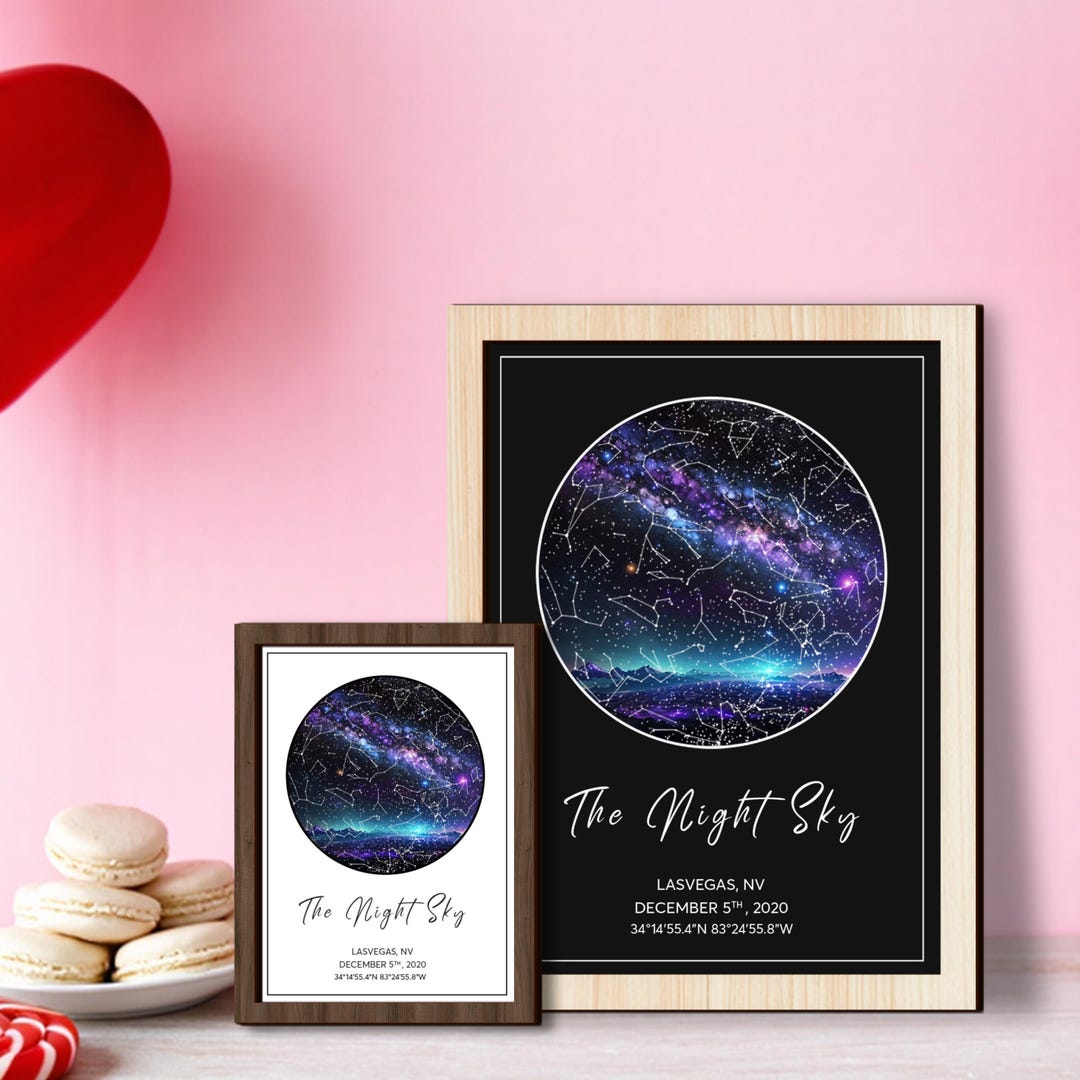 Personalized Star Map, Anniversary Gift for Couple, Custom Night Sky ...