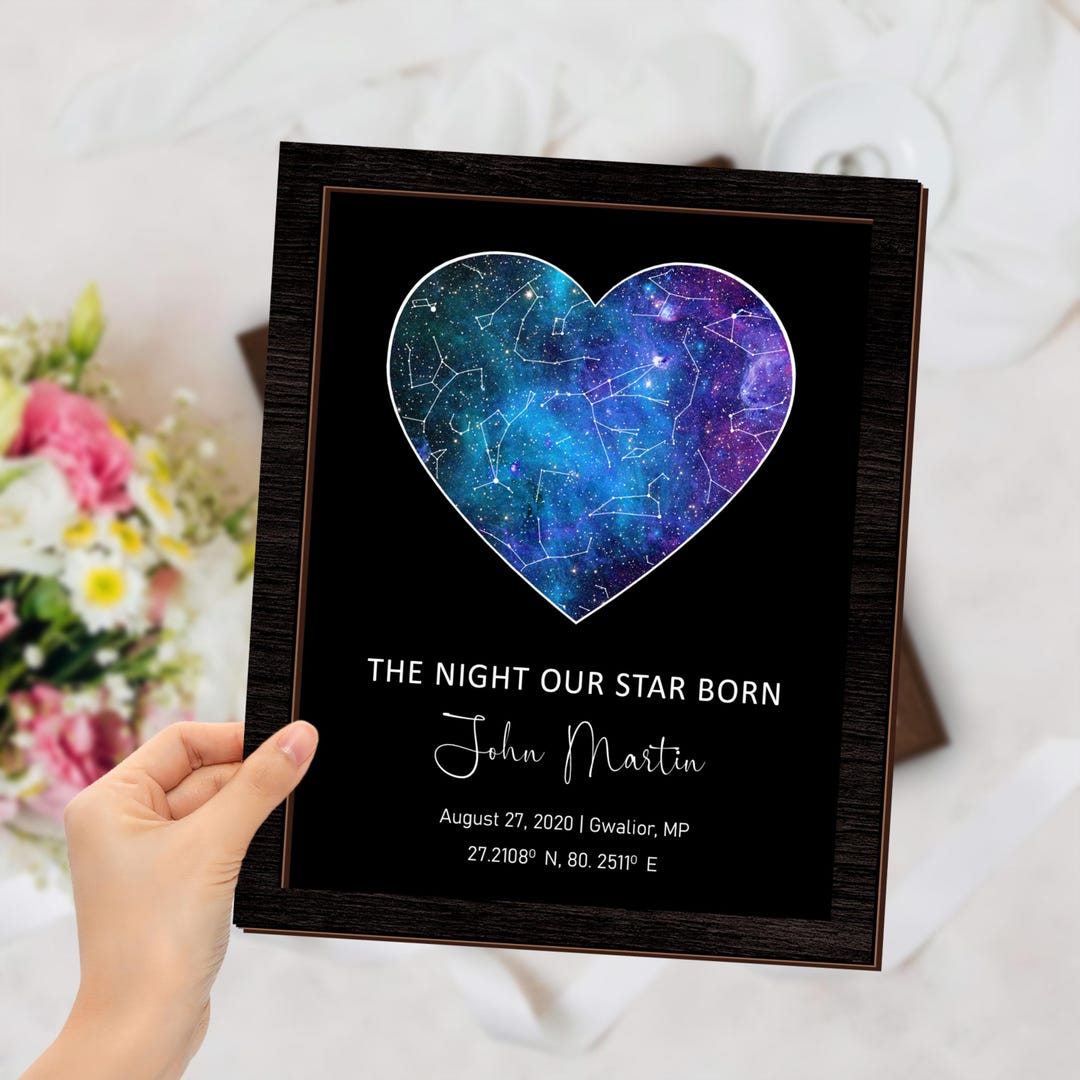 Personalized Star Map Sign, Constellation Chart, Night Sky Framed ...