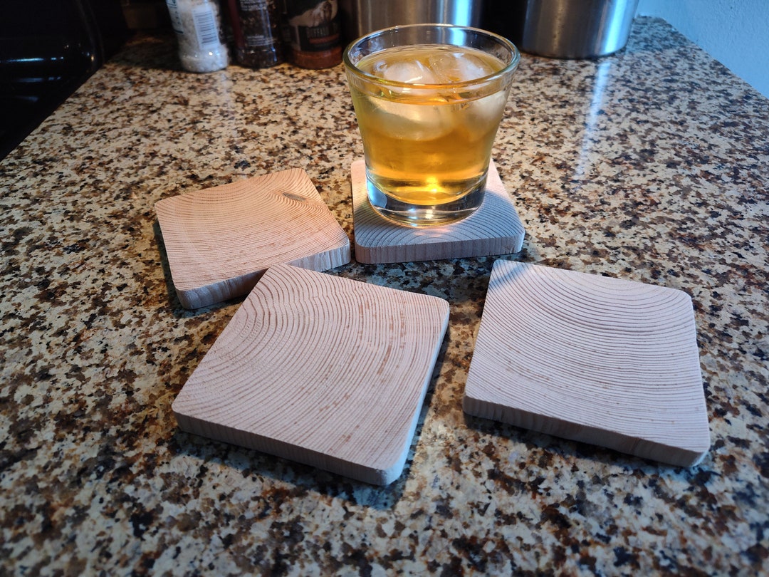 Natural Wood Coasters Set of 4 - Etsy