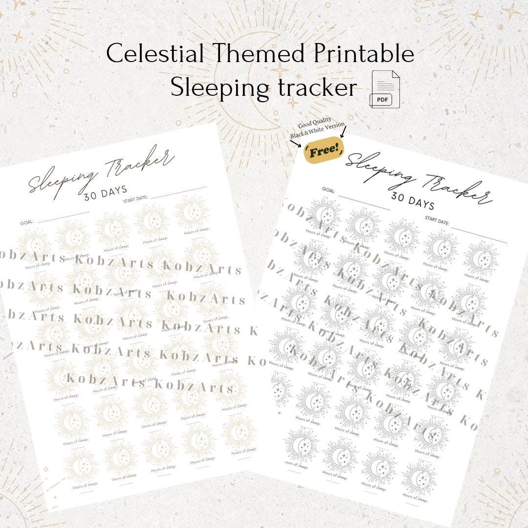 Celestial Sleep Tracker | 30-day Printable Sleep Log | Moon and Stars ...