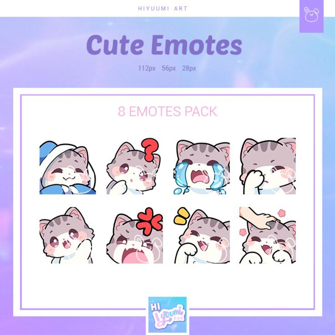 8 CAT EMOTES! (gray Cat, More Colors Coming Soon) - for Youtube, Twitch ...