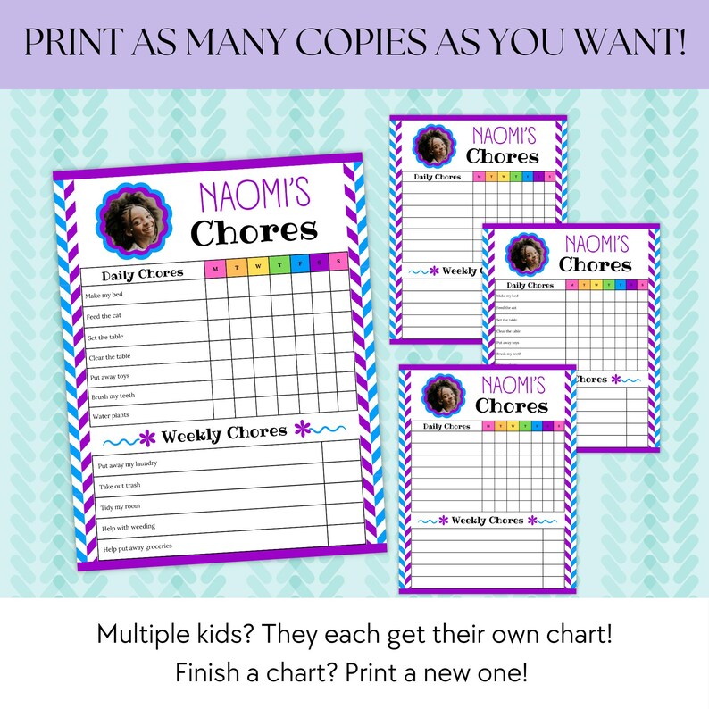 Purple Rewards Chart Printable,kids Routine Chart,kids Chore Chart,kids ...
