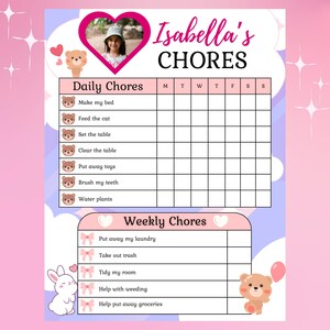 Cute Rewards Chart Printable,kids Routine Chart,kids Chore Chart,kids ...