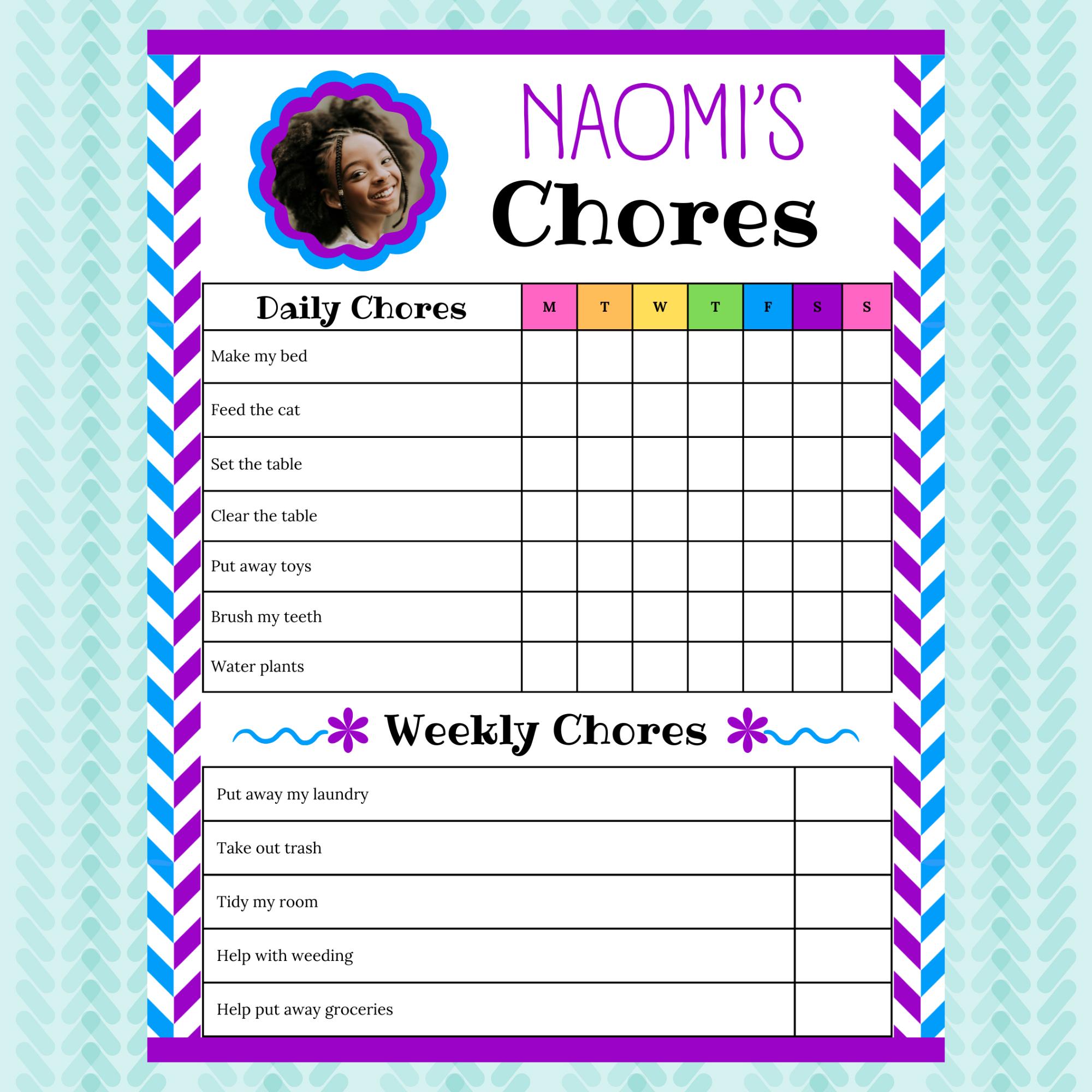 Purple Rewards Chart Printable,kids Routine Chart,kids Chore Chart,kids ...