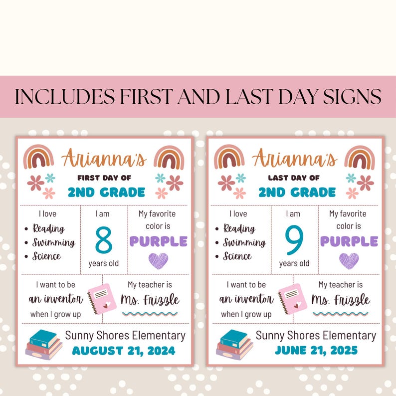 Pink First Day of School Sign|back to School Sign Printable|editable ...