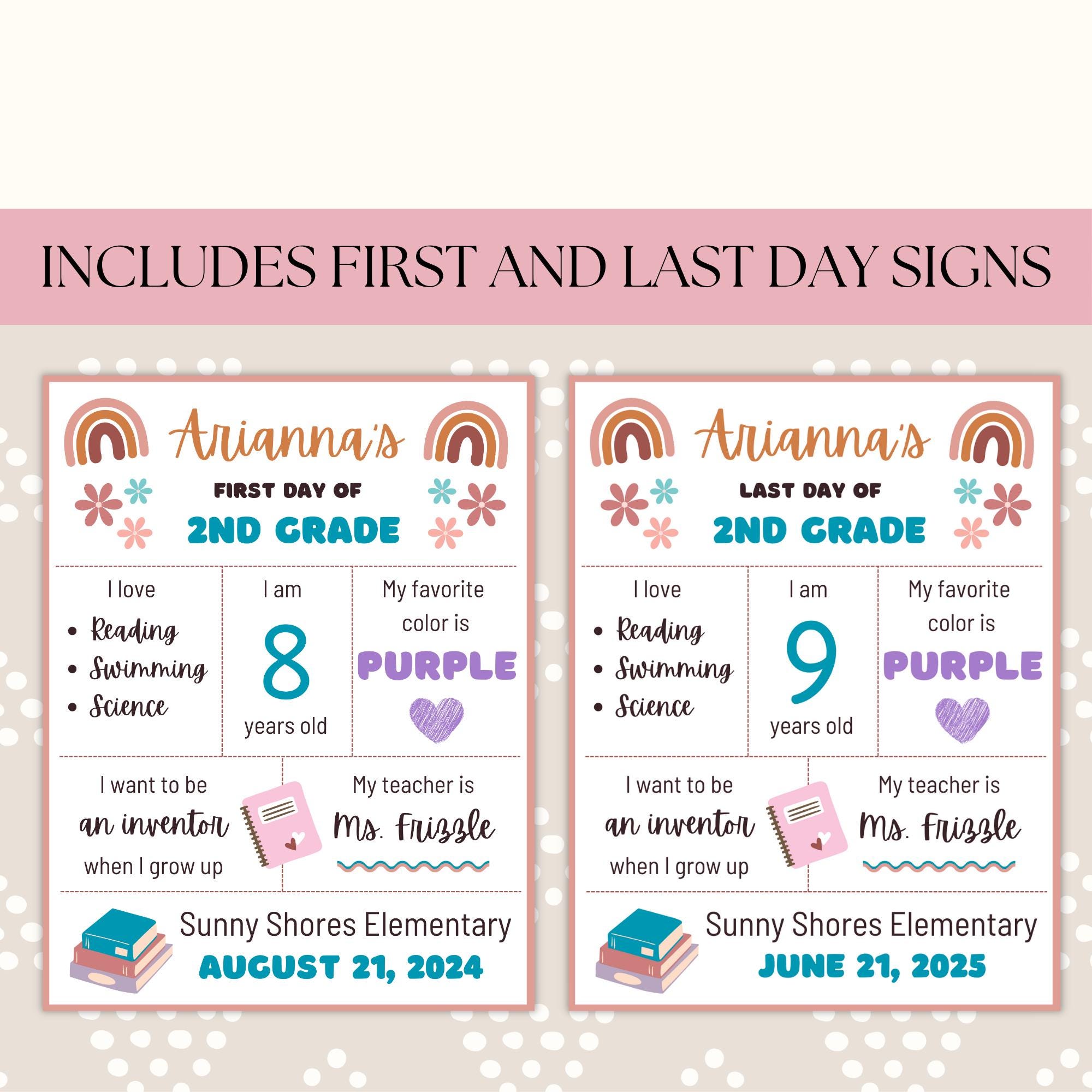 Pink First Day of School Sign|back to School Sign Printable|editable ...