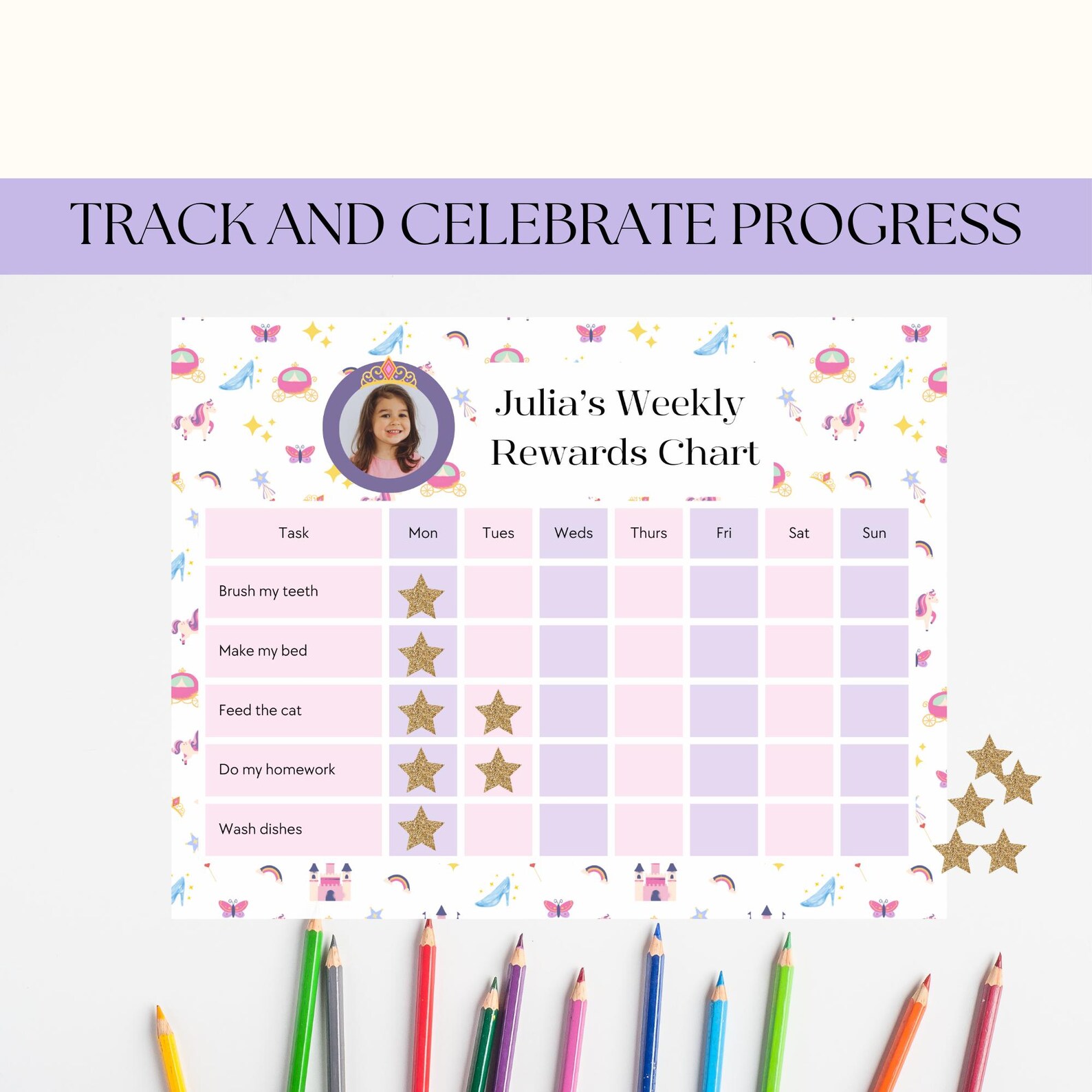 Princess Chore Chart | Kids Routine Chart | Kids Chore Chart Printable ...
