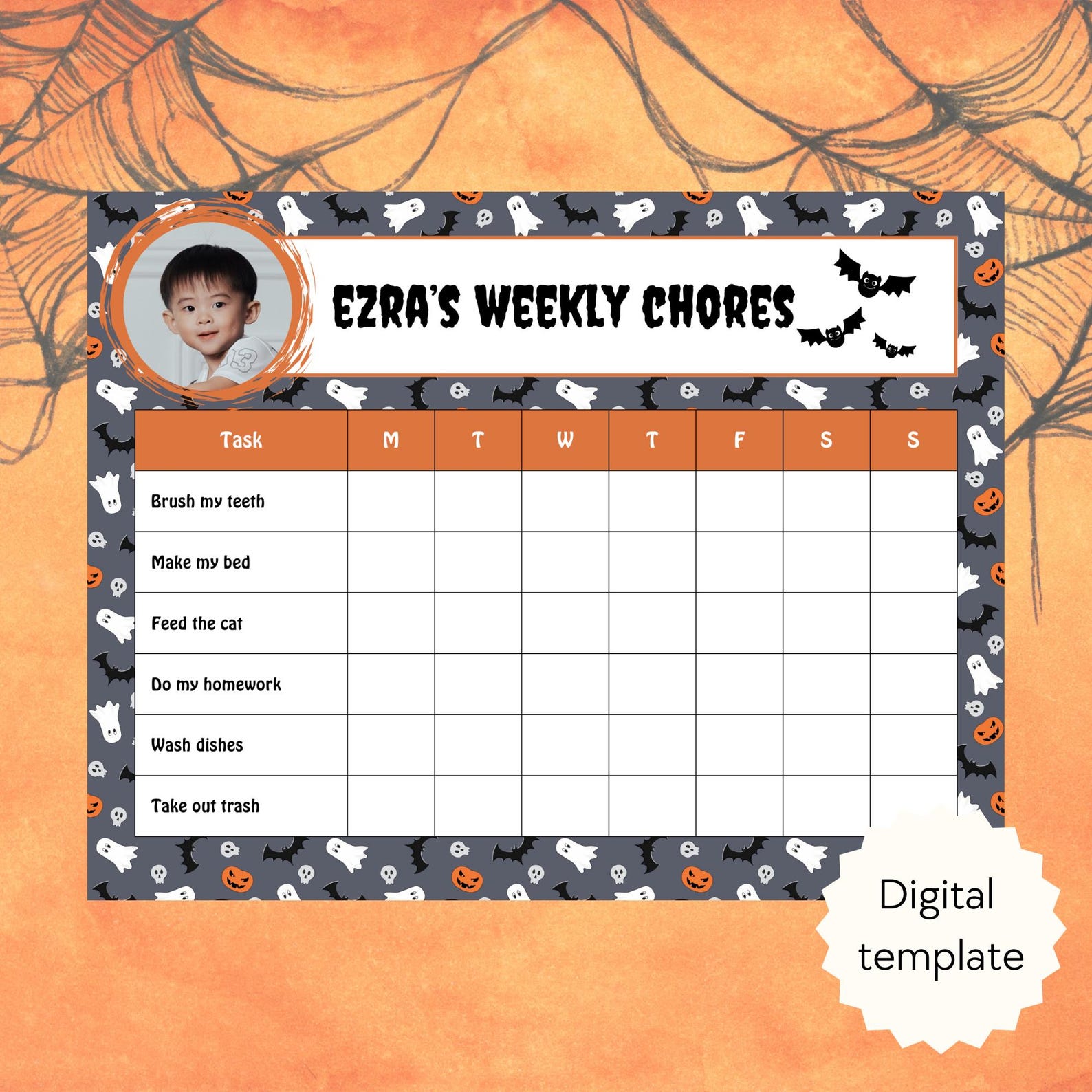 Cute Halloween Printable Chore Chart | Kids Rewards Chart Kids Routine ...