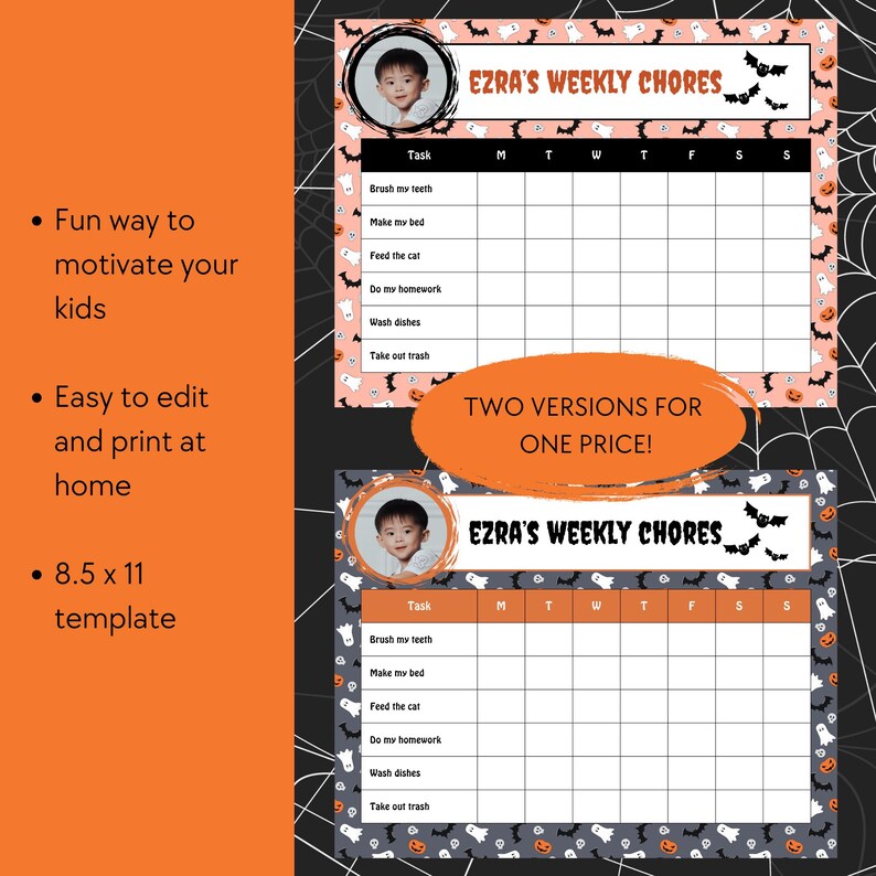 Cute Halloween Printable Chore Chart | Kids Rewards Chart Kids Routine ...