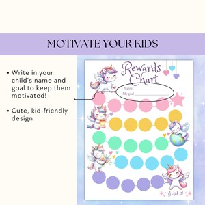 Unicorn Printable Kids Reward Chart, Printable Sticker Chart for Kids ...