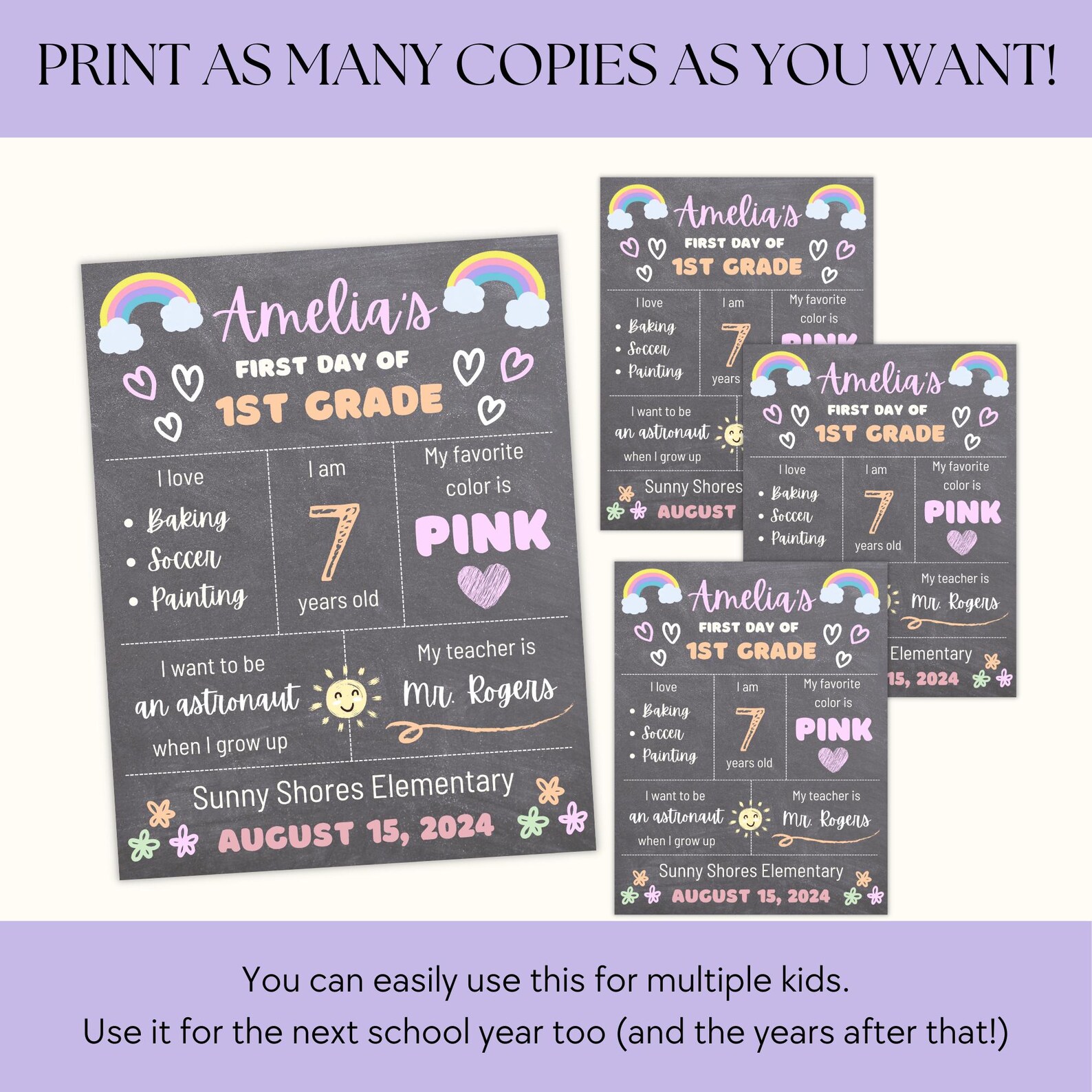 First Day of School Sign |back to School Sign Printable|editable Back ...