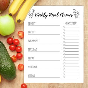 Weekly Meal Planner Printable, Minimalist Weekly Menu Planner, Instant ...