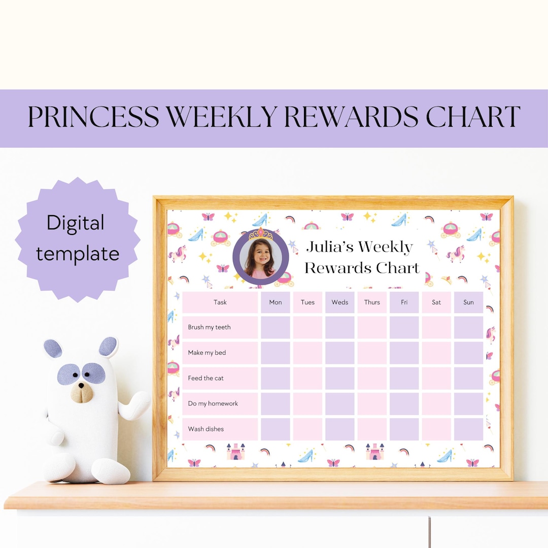 Princess Chore Chart | Kids Routine Chart | Kids Chore Chart Printable ...