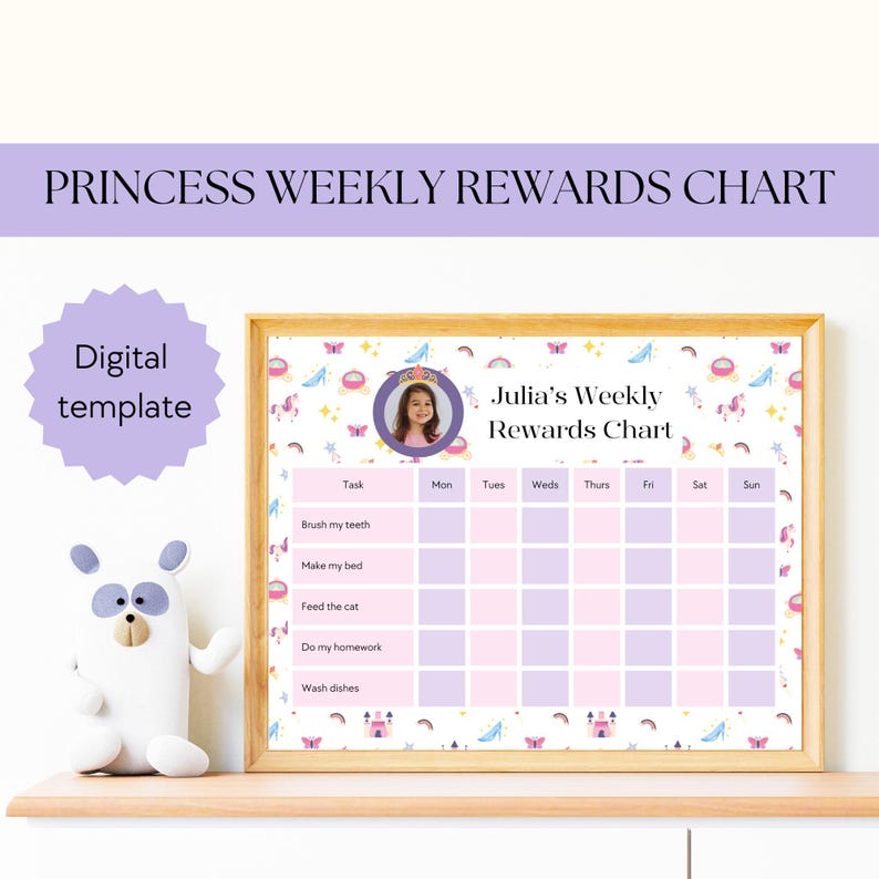 Princess Chore Chart | Kids Routine Chart | Kids Chore Chart Printable ...