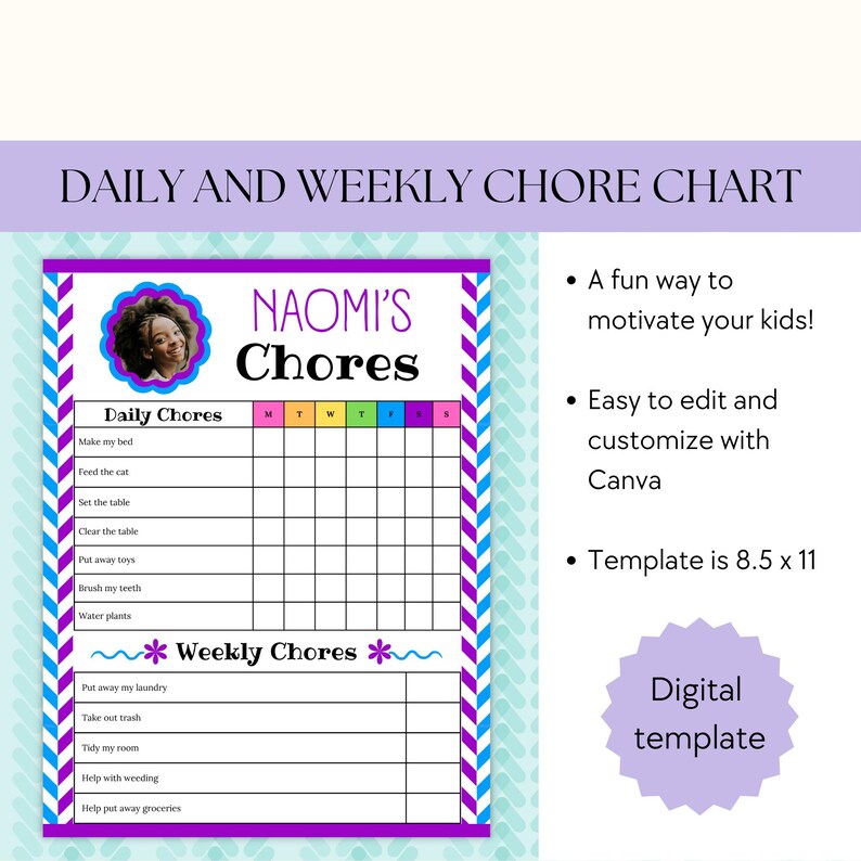 Purple Rewards Chart Printable,kids Routine Chart,kids Chore Chart,kids ...