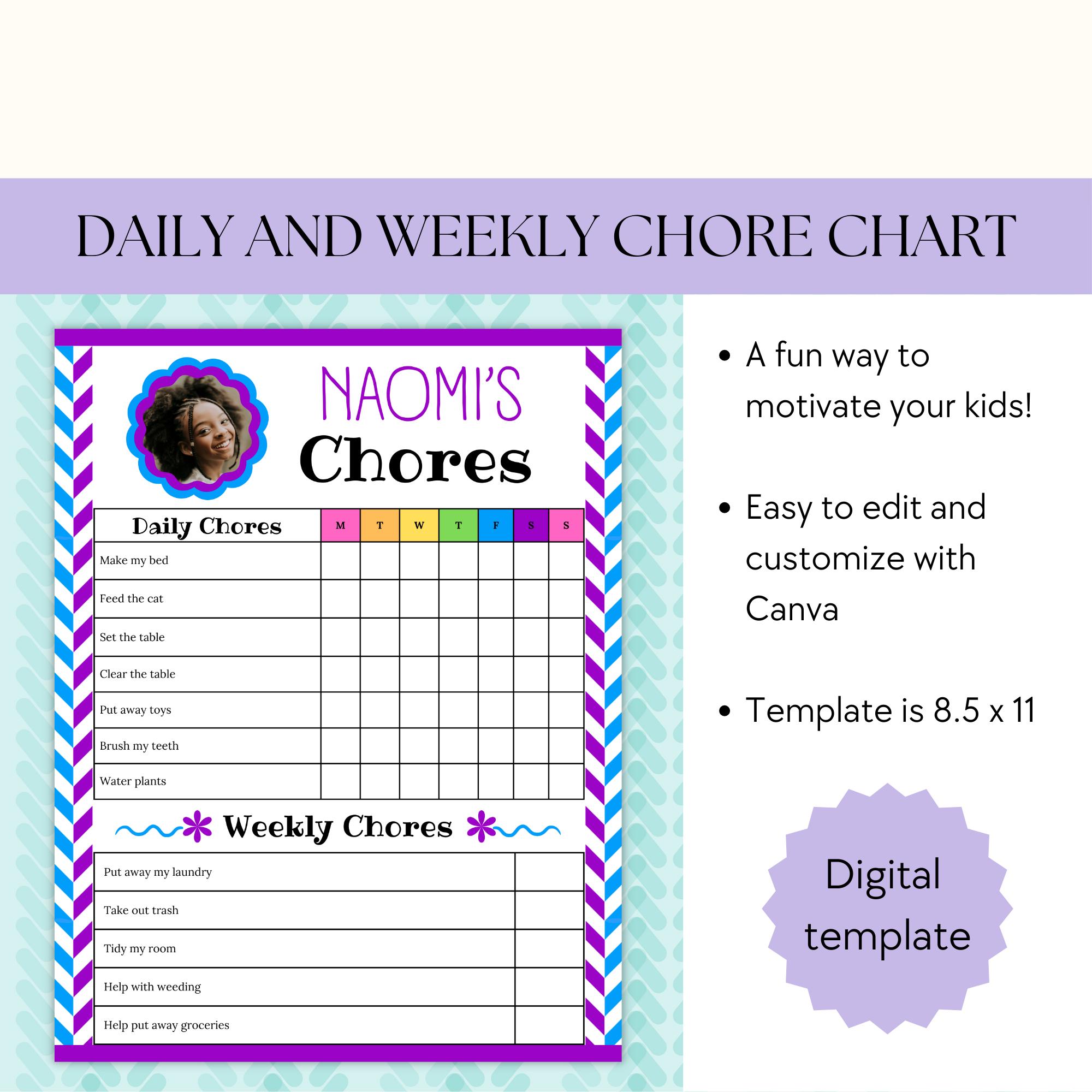 Purple Rewards Chart Printable,kids Routine Chart,kids Chore Chart,kids ...