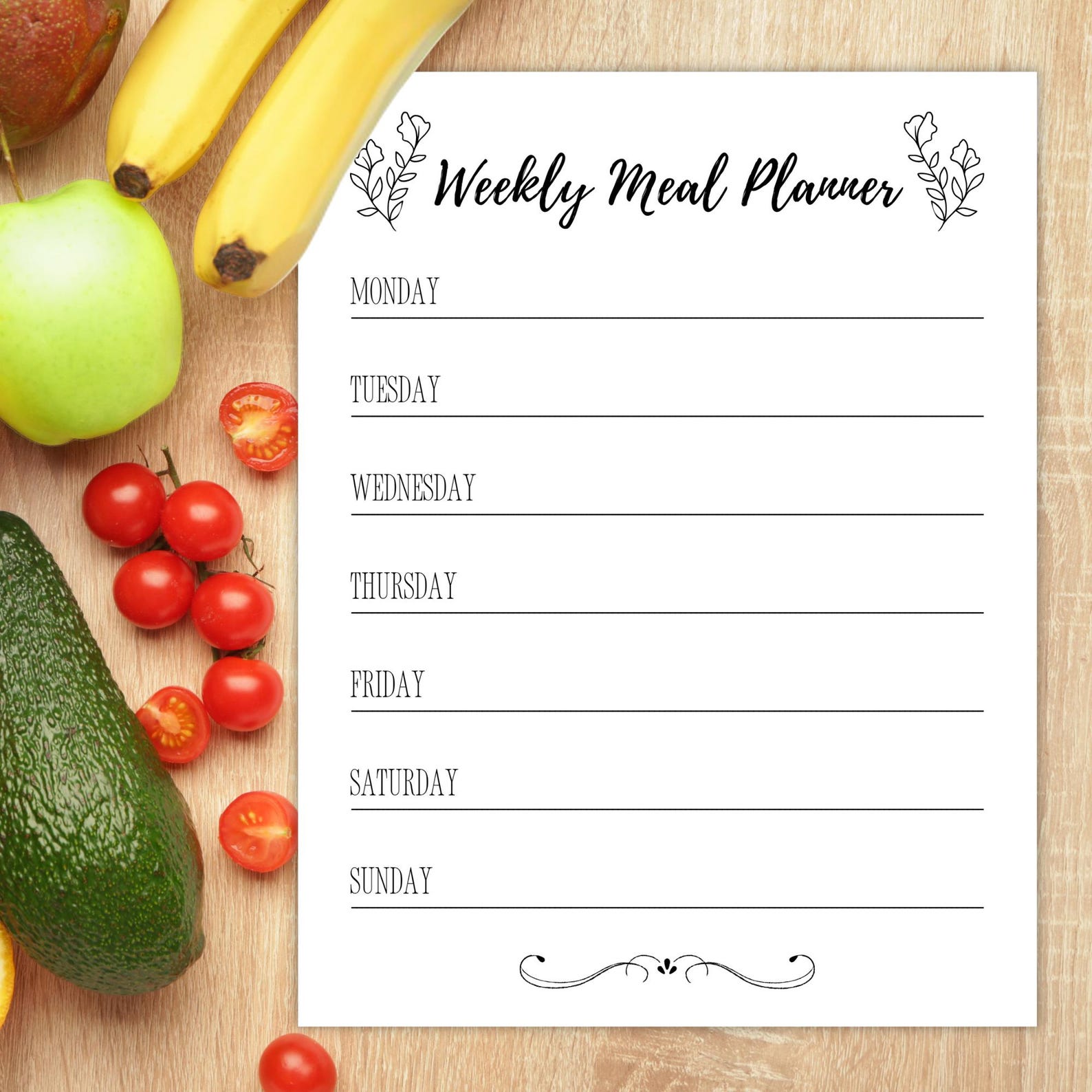 Weekly Meal Planner Printable, Dinner Planner Template, Minimalist ...