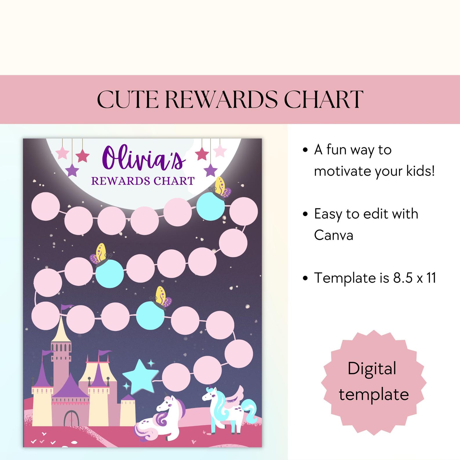 Cute Printable Kids Rewards Chart Kids Routine Chart Kids Chore Chart ...