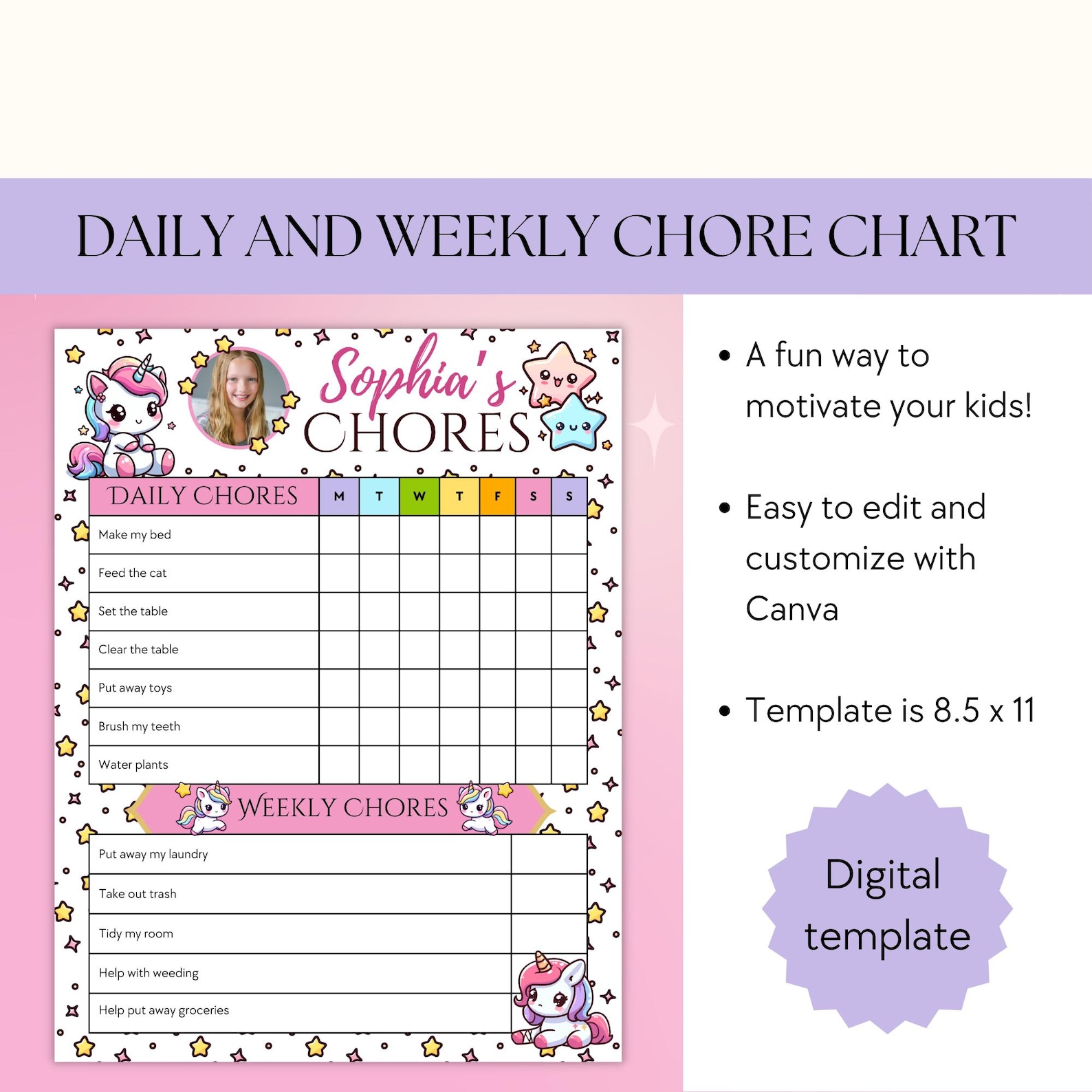 Rewards Chart Printable Pdf,kids Routine Chart,kids Chore Chart,kids ...