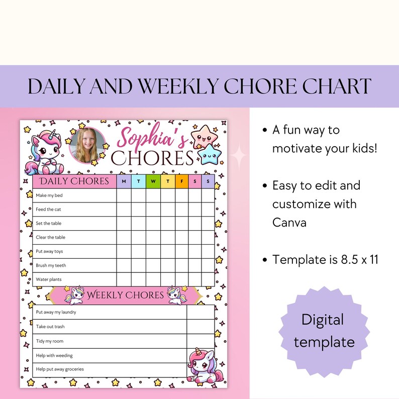 Rewards Chart Printable Pdf,kids Routine Chart,kids Chore Chart,kids ...