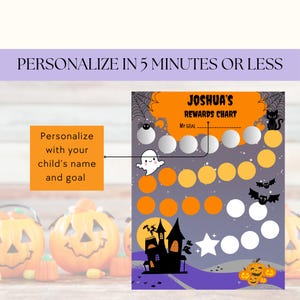 Halloween Theme Printable Kids Chore Chart | Kids Rewards Chart | Kids ...