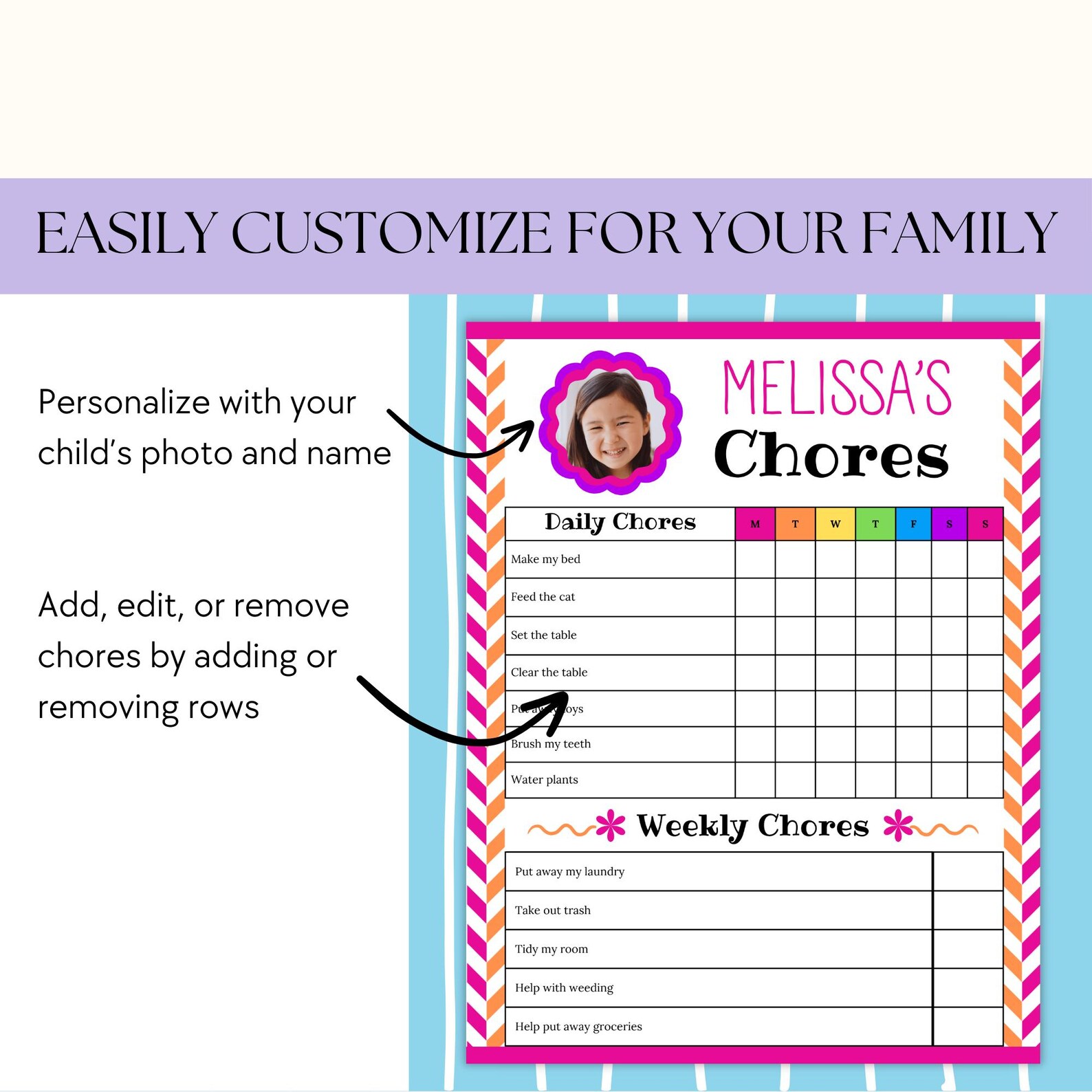 Pink Rewards Chart Printable | Kids Routine Chart | Kids Chore Chart ...