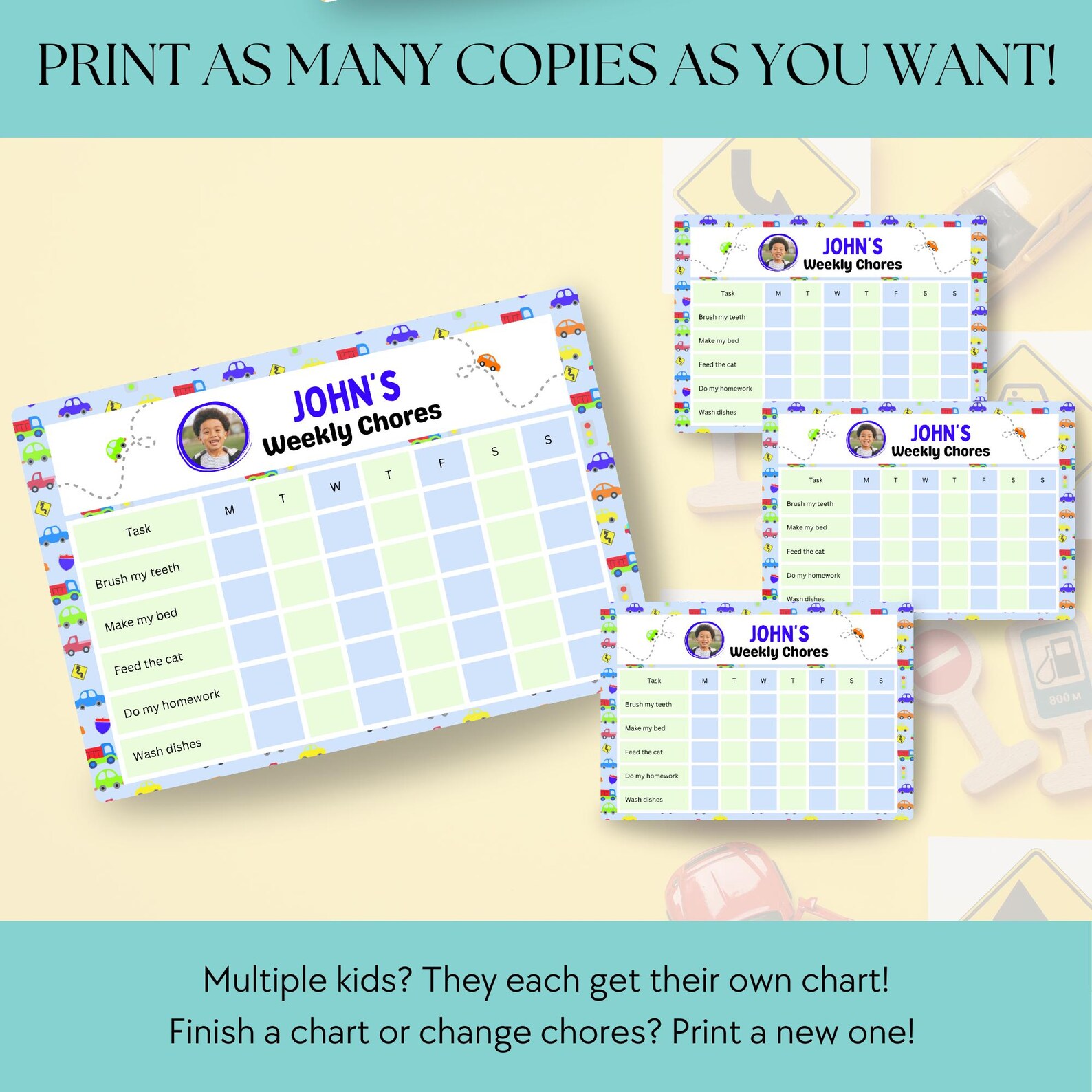Car Printable Kids Chore Chart | Kids Rewards Chart | Kids ...