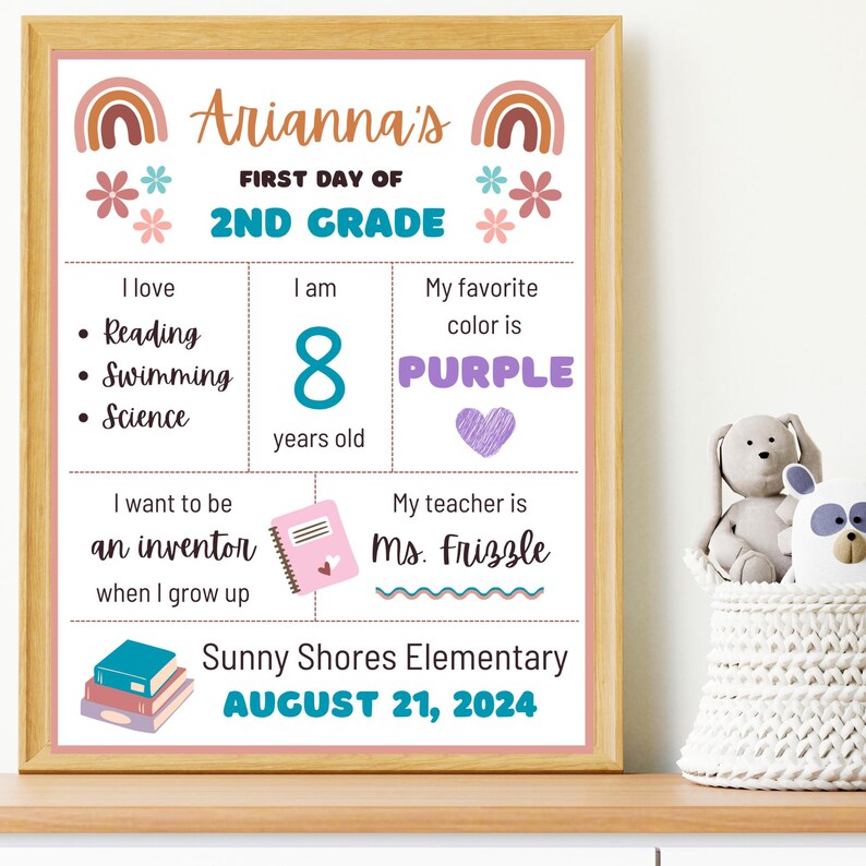 Pink First Day of School Sign|back to School Sign Printable|editable ...