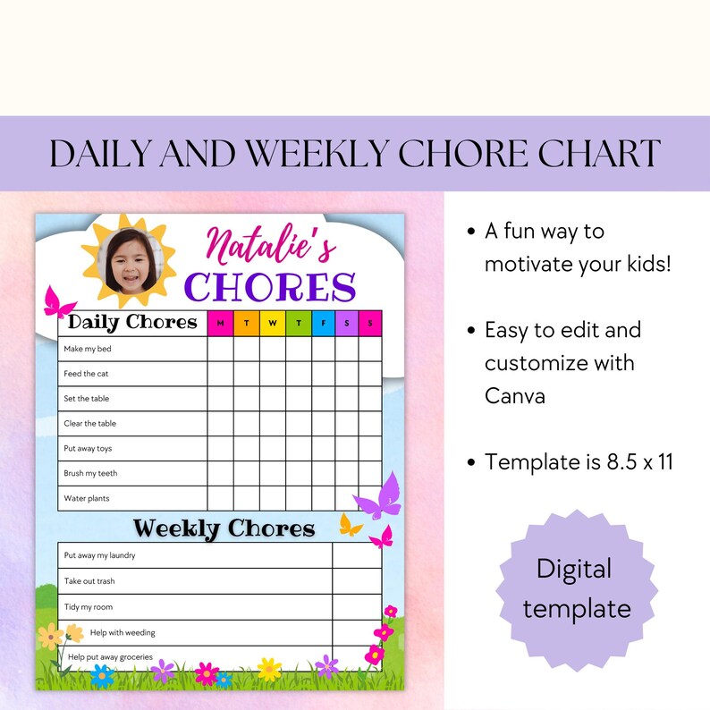 Rewards Chart Printable PDF | Kids Routine Chart | Kids Chore Chart ...
