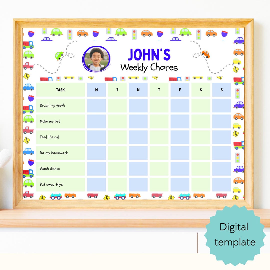 Printable Kids Chore Chart, Template, PDF, Tracker, Kids Rewards Chart ...