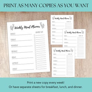 Weekly Meal Planner Printable, Minimalist Weekly Menu Planner, Instant ...