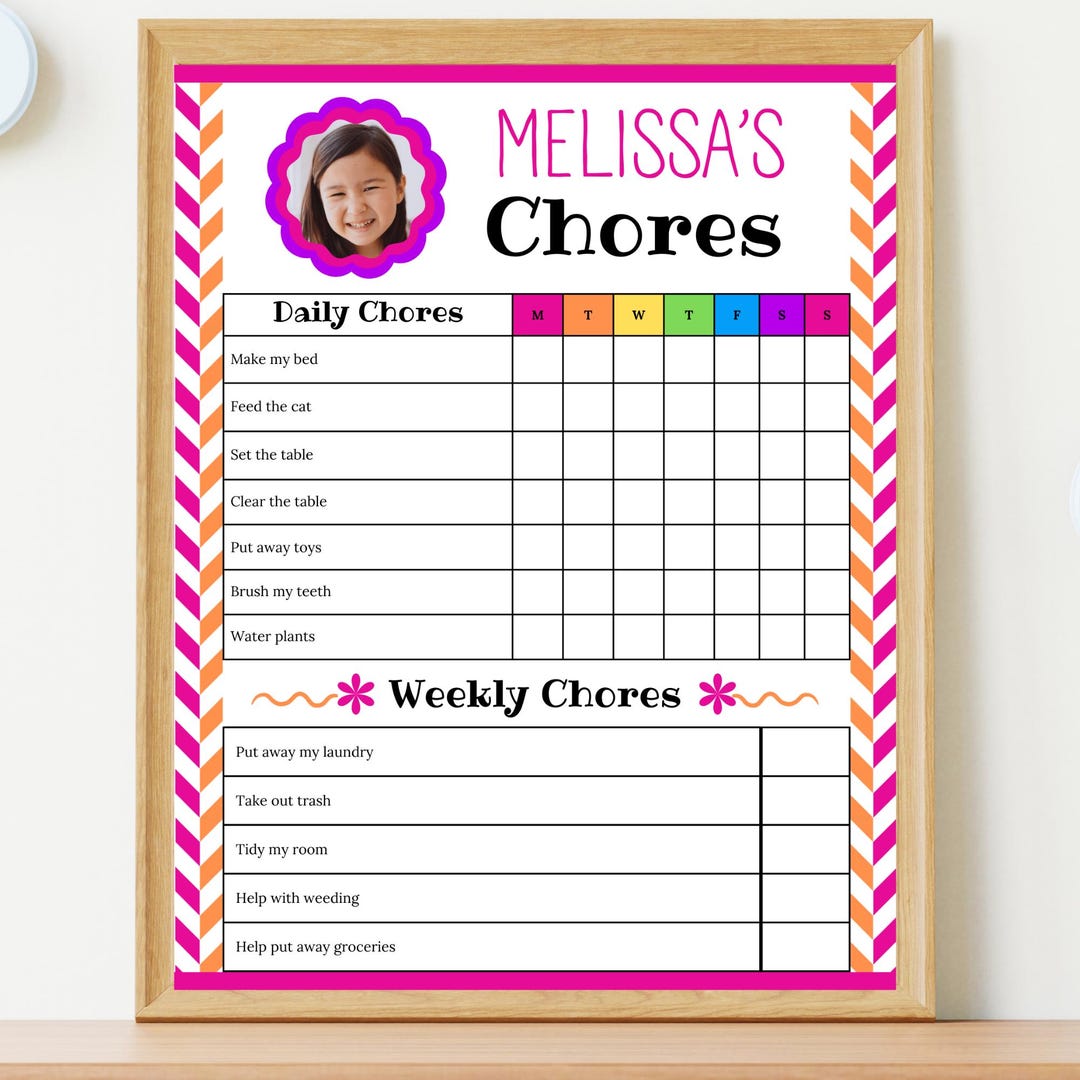 Pink Rewards Chart Printable | Kids Routine Chart | Kids Chore Chart ...