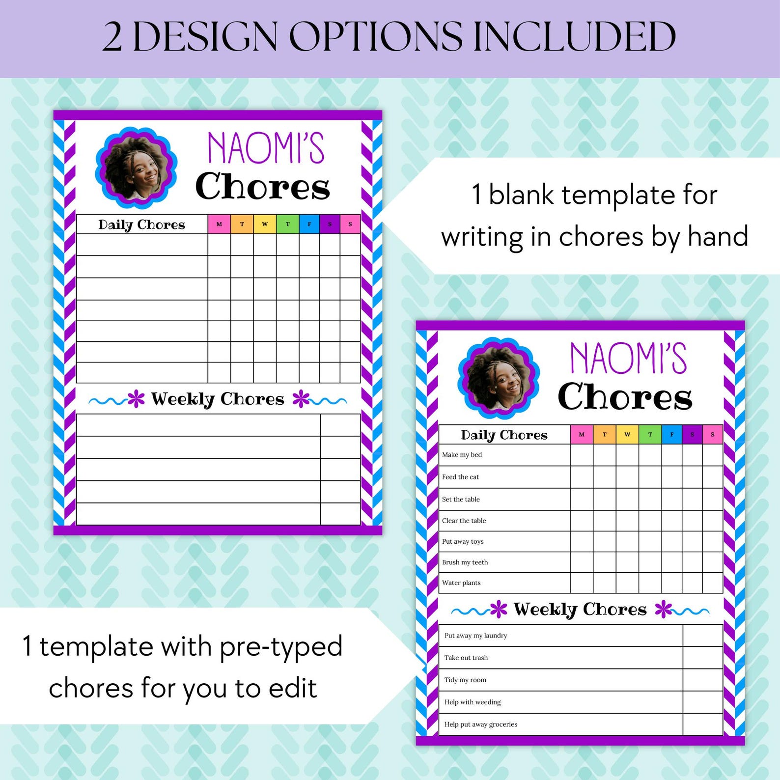 Purple Rewards Chart Printable,kids Routine Chart,kids Chore Chart,kids ...