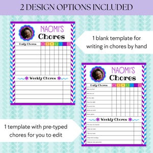 Purple Rewards Chart Printable,kids Routine Chart,kids Chore Chart,kids ...