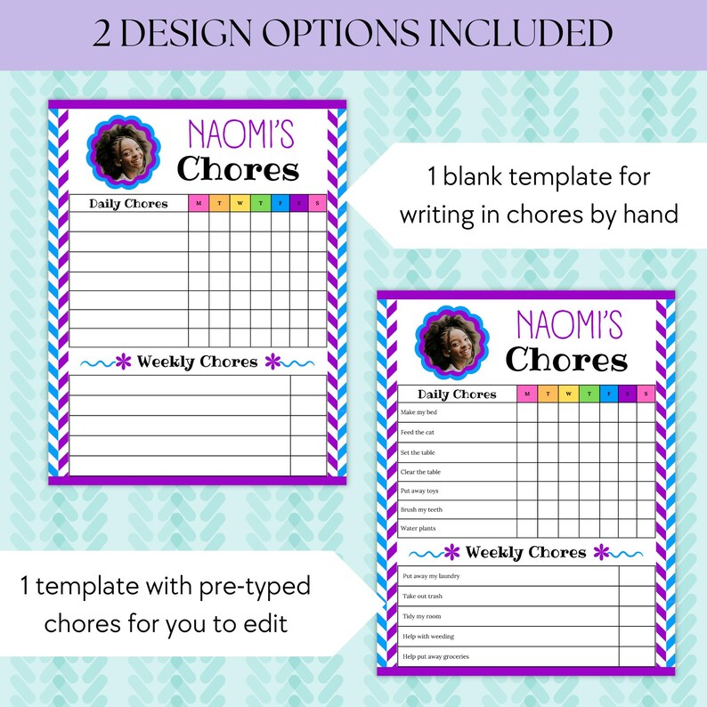 Purple Rewards Chart Printable,kids Routine Chart,kids Chore Chart,kids ...